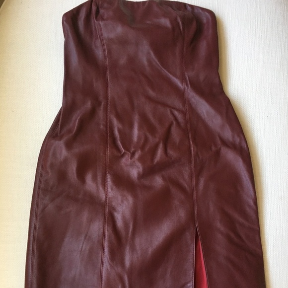 Susan Lazar | Dresses | Susan Lazar Strapless Leather Dress | Poshmark